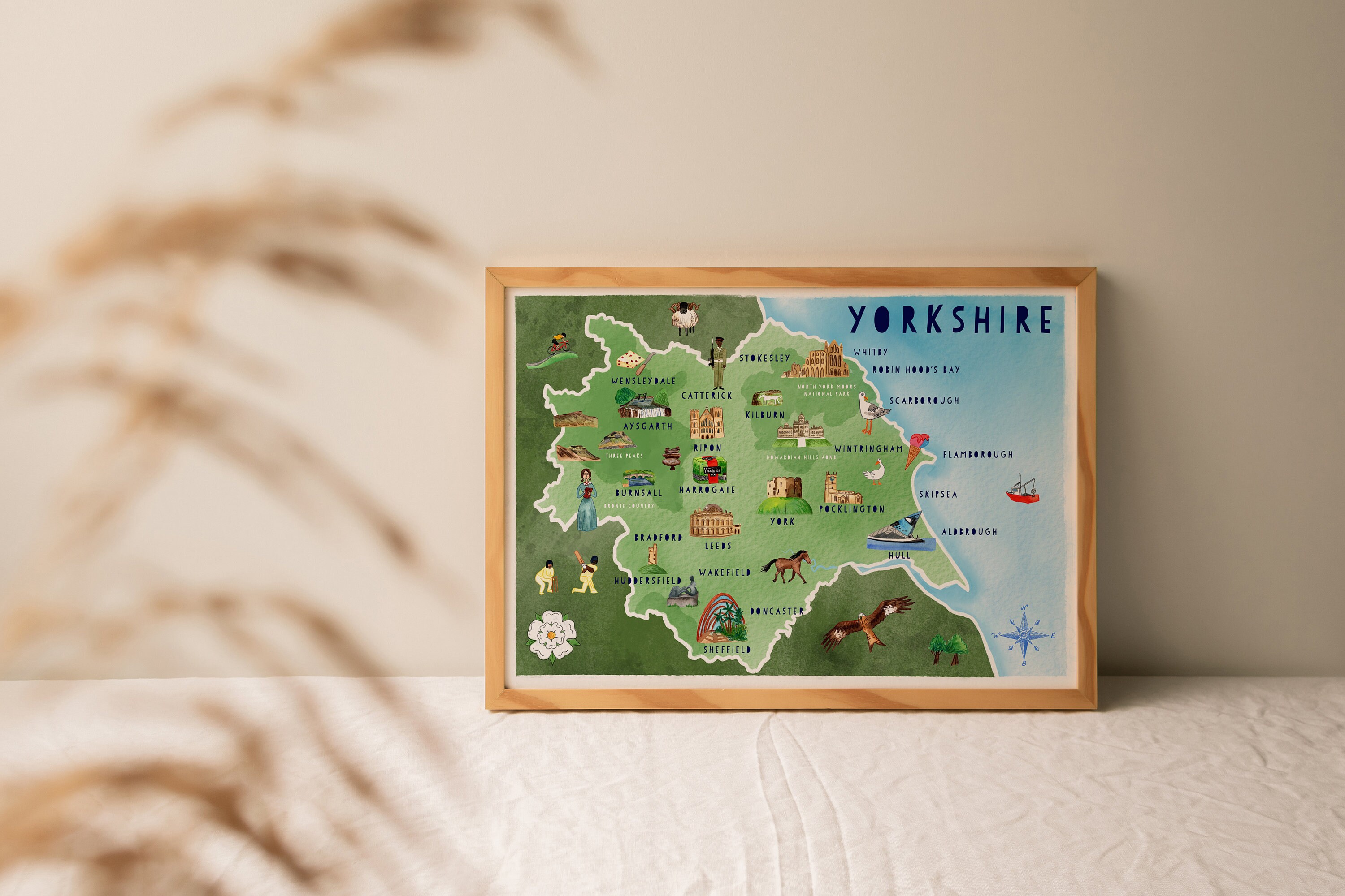Illustrated Map of Yorkshire - Etsy UK