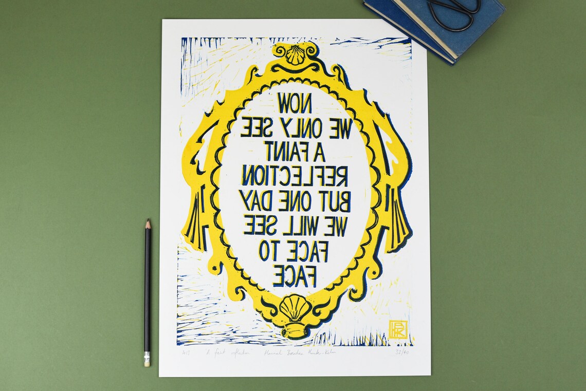 Linocut Print 1 Corinthians 13 Bible Verse Print - Etsy