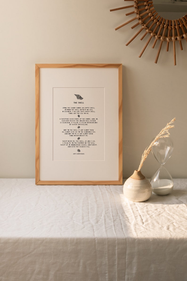 The Shell - Poem by Amy Carmichael - Featuring Linocut Shells - Wall ...