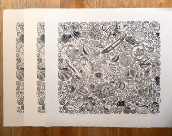 Shell Collection Original Limited Edition Lino Print, Linocut Print ...