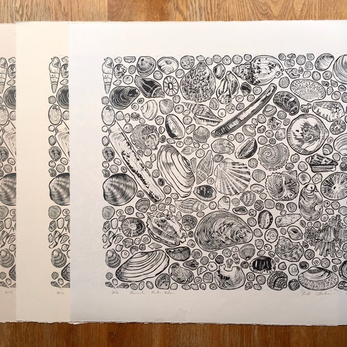 Linocut Print Shell Collection - Etsy