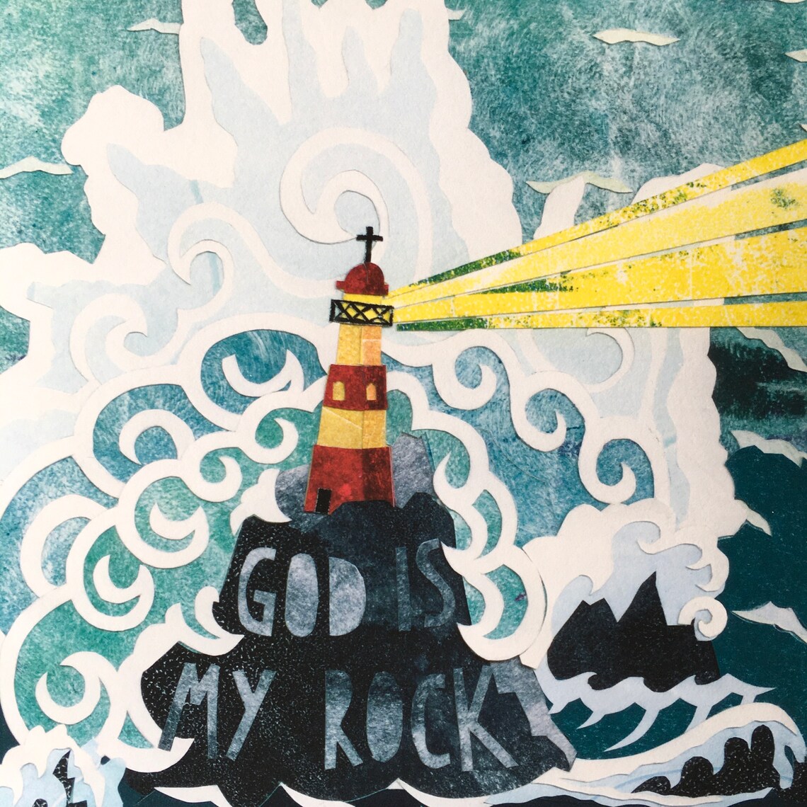 God is My Rock Collage Illustration Wall Decor Print - Etsy UK