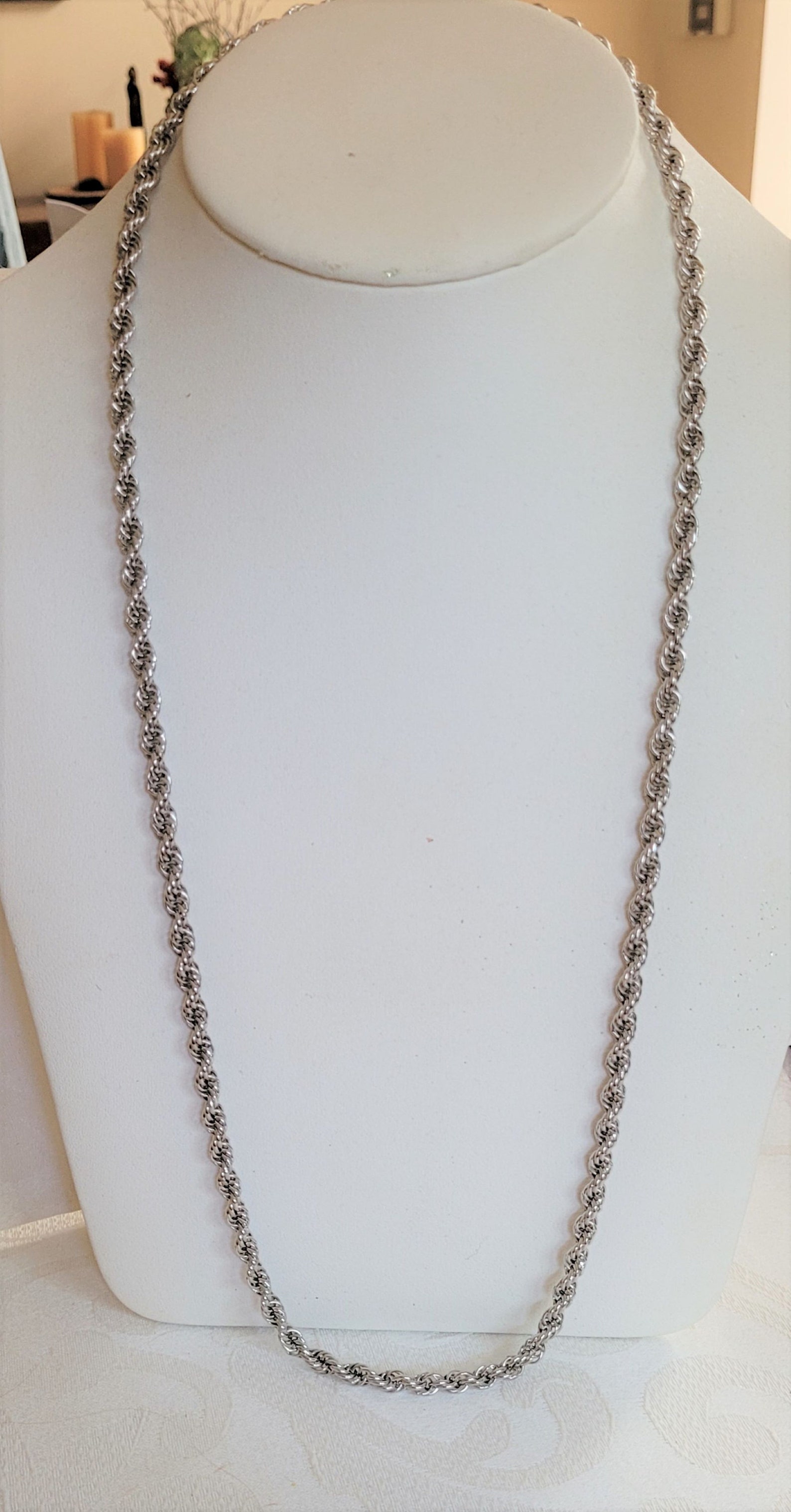 Vintage Monet Silver Tone 28" Necklace, Still Has Tag, Approx. 4mm Wide ...