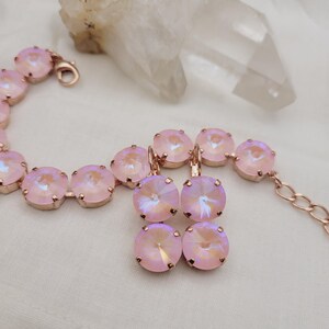 Rosaline Delite Crystal Bracelet: Rose Gold, Iridescent Pink & Blue - Etsy