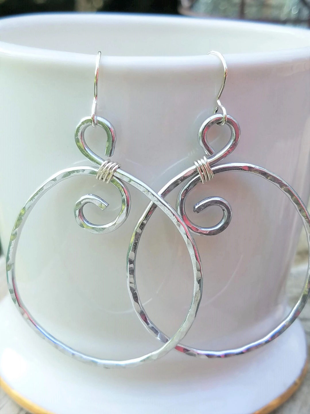 Large Aluminum Earrings Circle Infinity Lightweight Sterling Hooks - Etsy