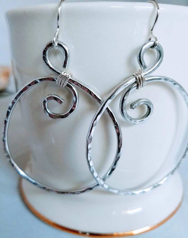 Large Aluminum Earrings Circle Infinity Lightweight Sterling Hooks - Etsy