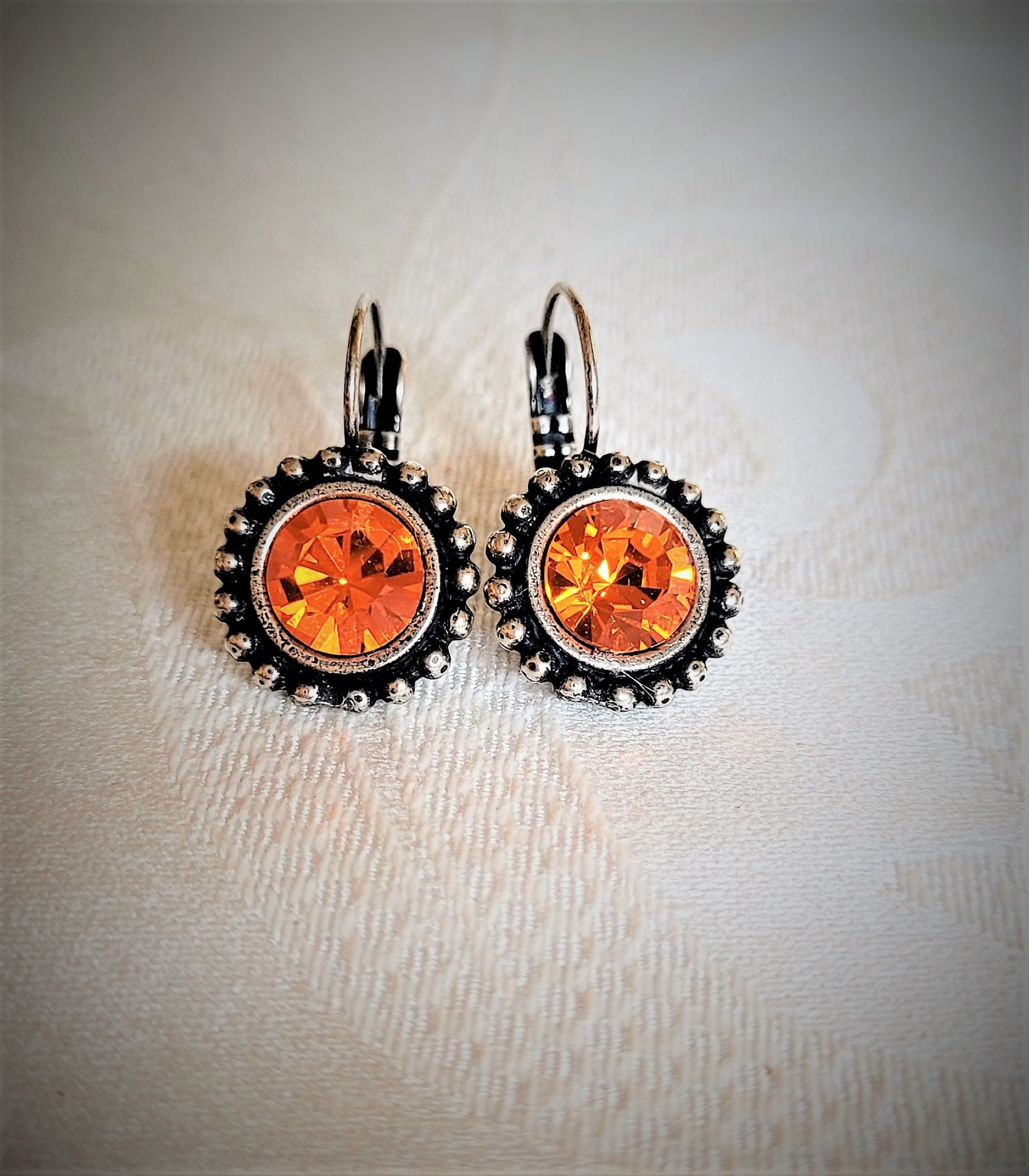 Sun Crystal Earring Silver Setting Lever Back Earrings Silver - Etsy