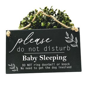Baby Sleeping Door Sign, Please Do Not Disturb Wood Sign With Rope, New ...