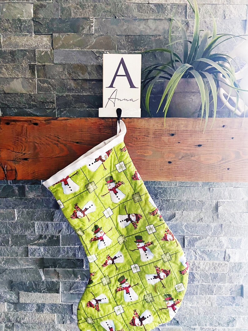 Personalized Wood Stocking Hanger – Wooden Mantle Decor, Christmas Tree ...