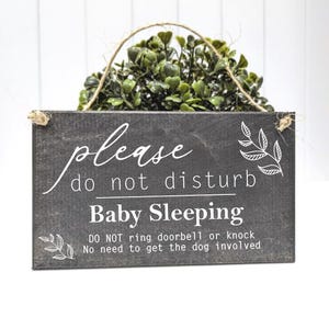 Baby Sleeping Door Sign, Please Do Not Disturb Wood Sign With Rope, New ...