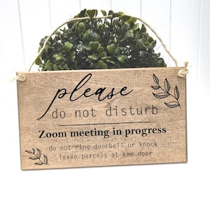 Please Do Not Disturb Wood Door Sign With Rope, Zoom Meeting in ...