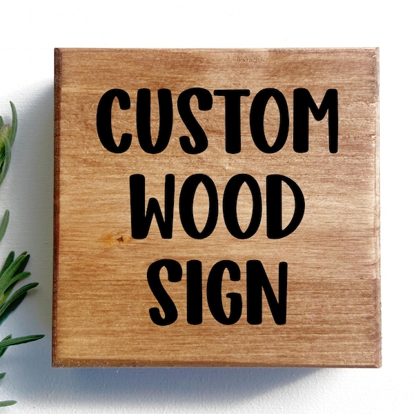 Square Wood Engraved Sign - Etsy