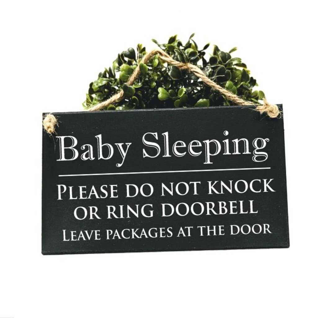 Baby Sleeping Door Sign, Please Do Not Disturb Wood Sign With Rope, New ...