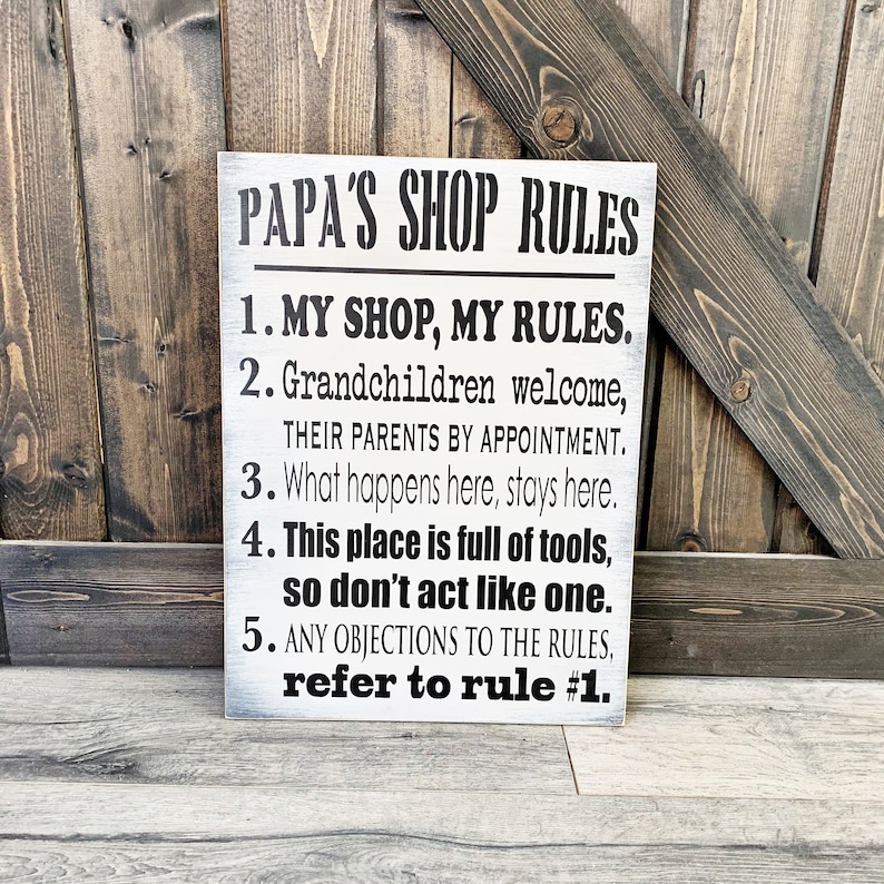 Papa Grandpa Poppy Dad Shop Rules Sign Customize With Name - Etsy Canada