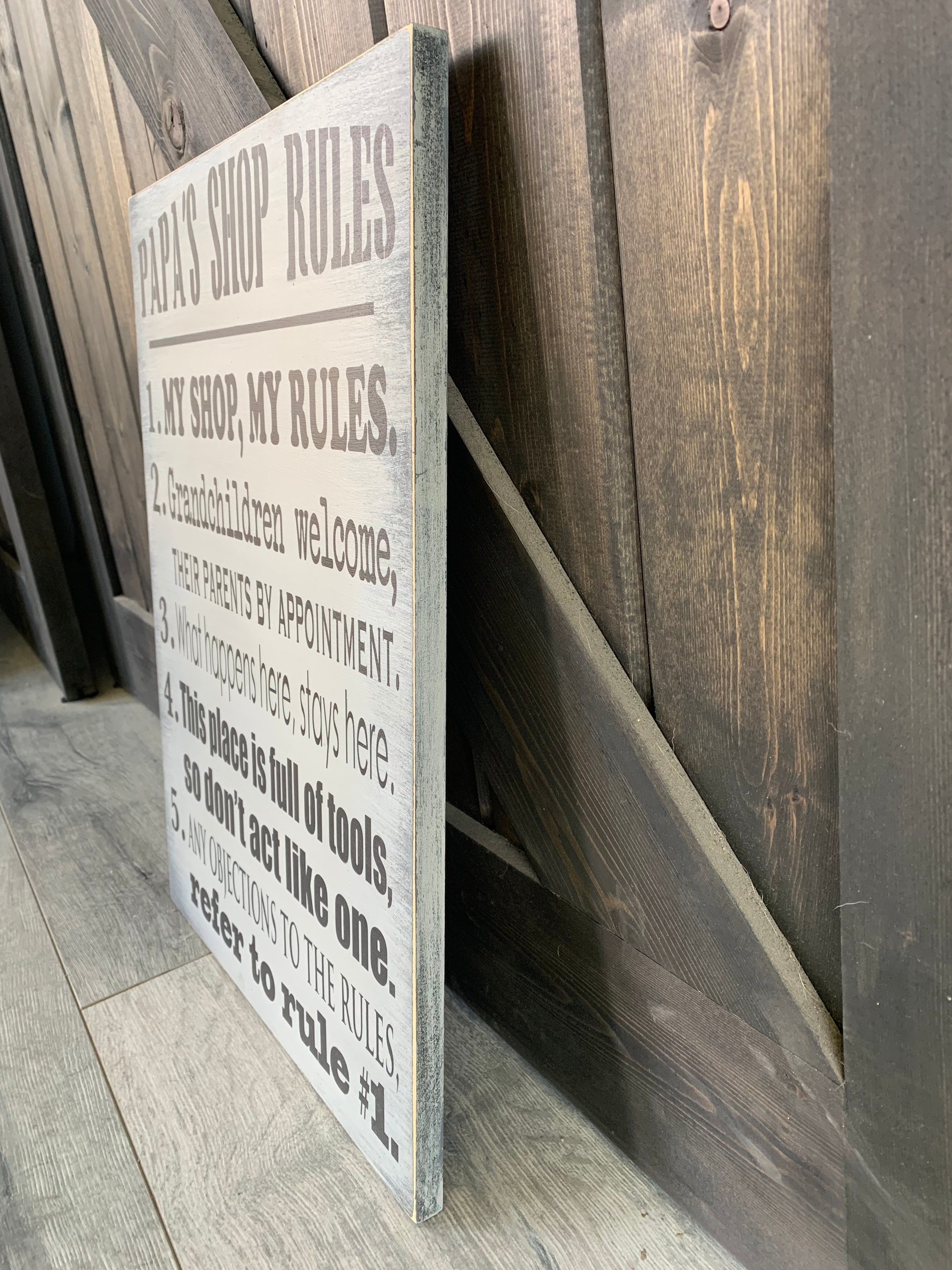 Papa Grandpa Poppy Dad Shop Rules Sign Customize With Name | Etsy Canada