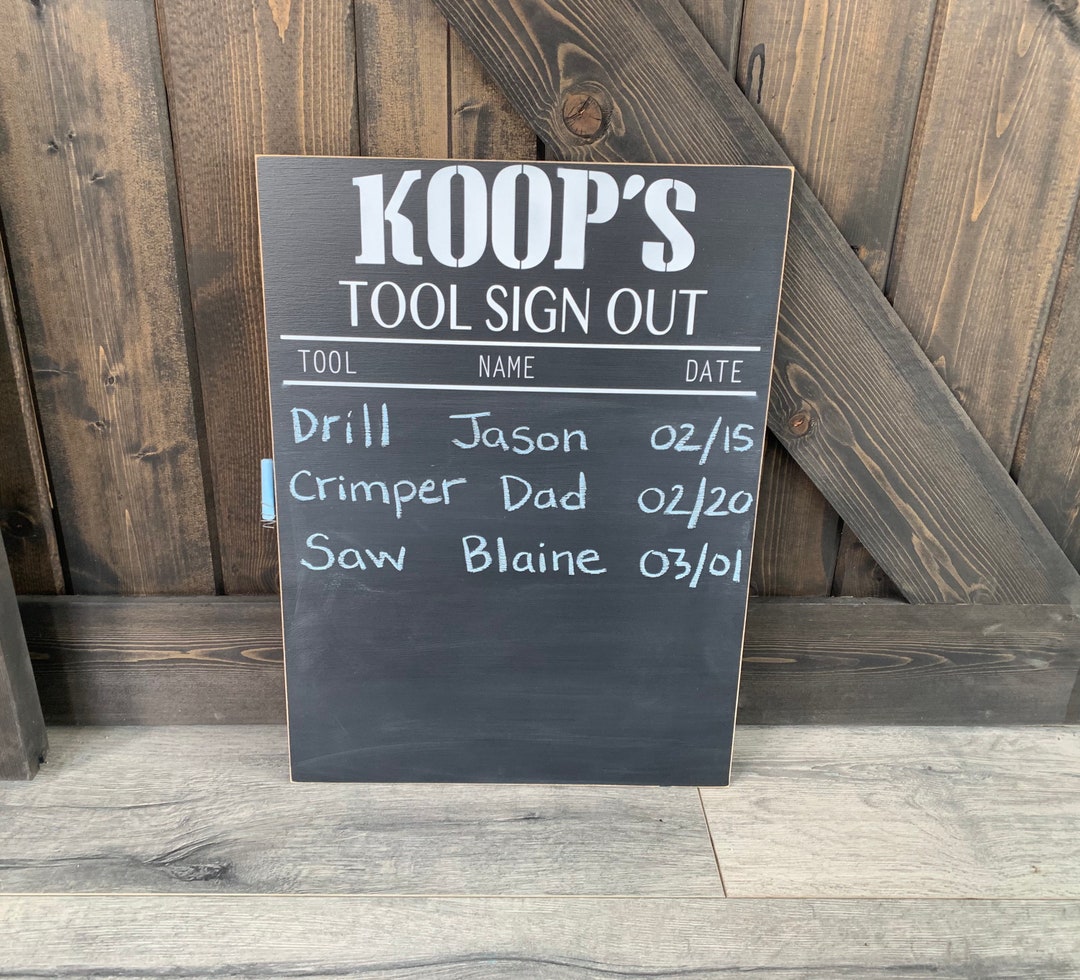 Shop Sign Tool Sign Out Chalkboard Garage Sign Custom - Etsy