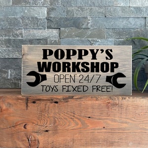 Papa's Workshop Sign Grandpa Shop Sign Toys Fixed Free Opa Poppy Pops ...