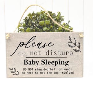 Baby Sleeping Door Sign, Please Do Not Disturb Wood Sign With Rope, New ...