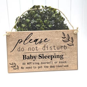 Baby Sleeping Door Sign, Please Do Not Disturb Wood Sign With Rope, New ...