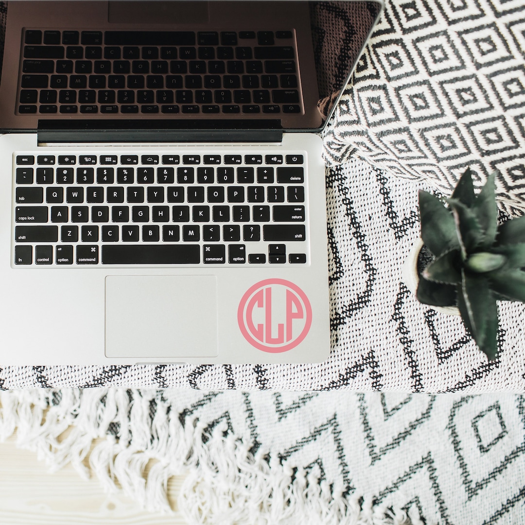 Computer Monogram Decal, Initials Sticker for Work Laptop Keyboard ...