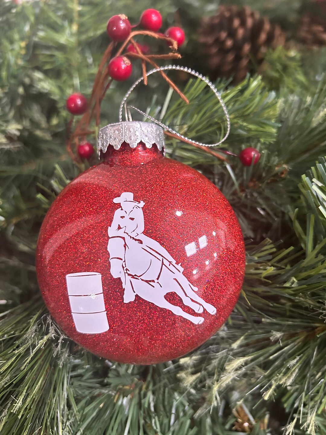 Xmas Barrel Racing Christmas Tree Horse Ornament, Personalized Horse ...