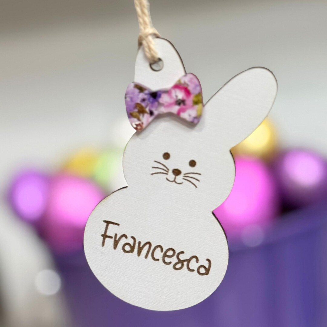 Easter Bunny Name Tag, Personalized Easter Basket Wood Name Tags ...