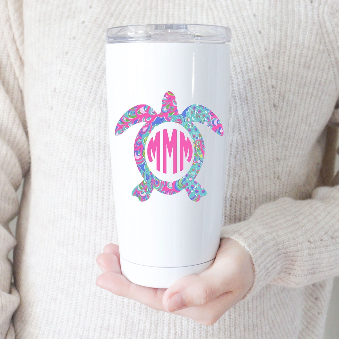 Sea Turtle Vinyl Decal Sticker Custom Sea Turtle Monogram - Etsy