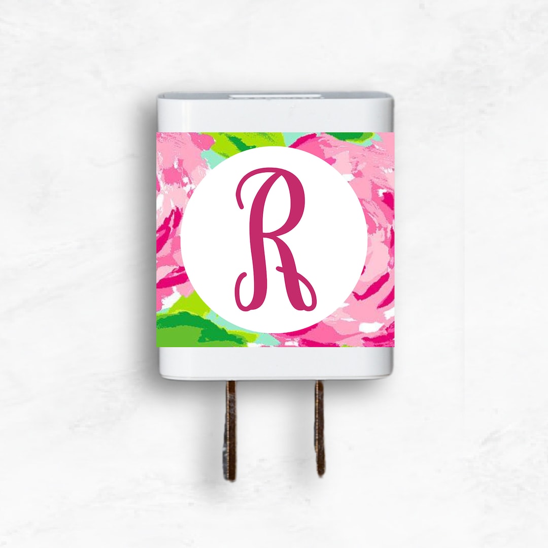 Charging Block Monogram Decal, Phone Monogram Charger Cord Wrap Vinyl ...