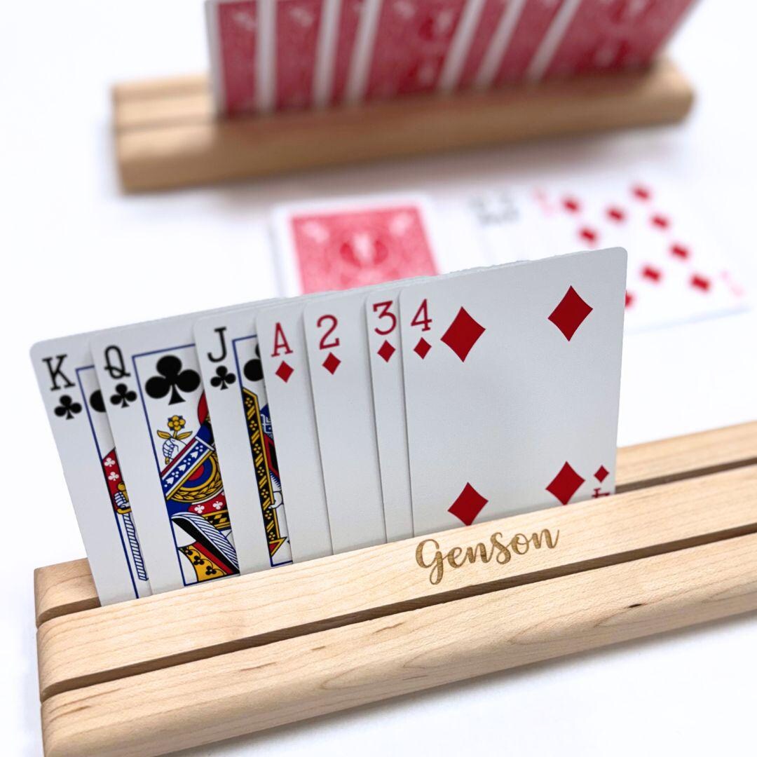 Set of Maple Custom Made Personalized Playing Card Holders for Family ...