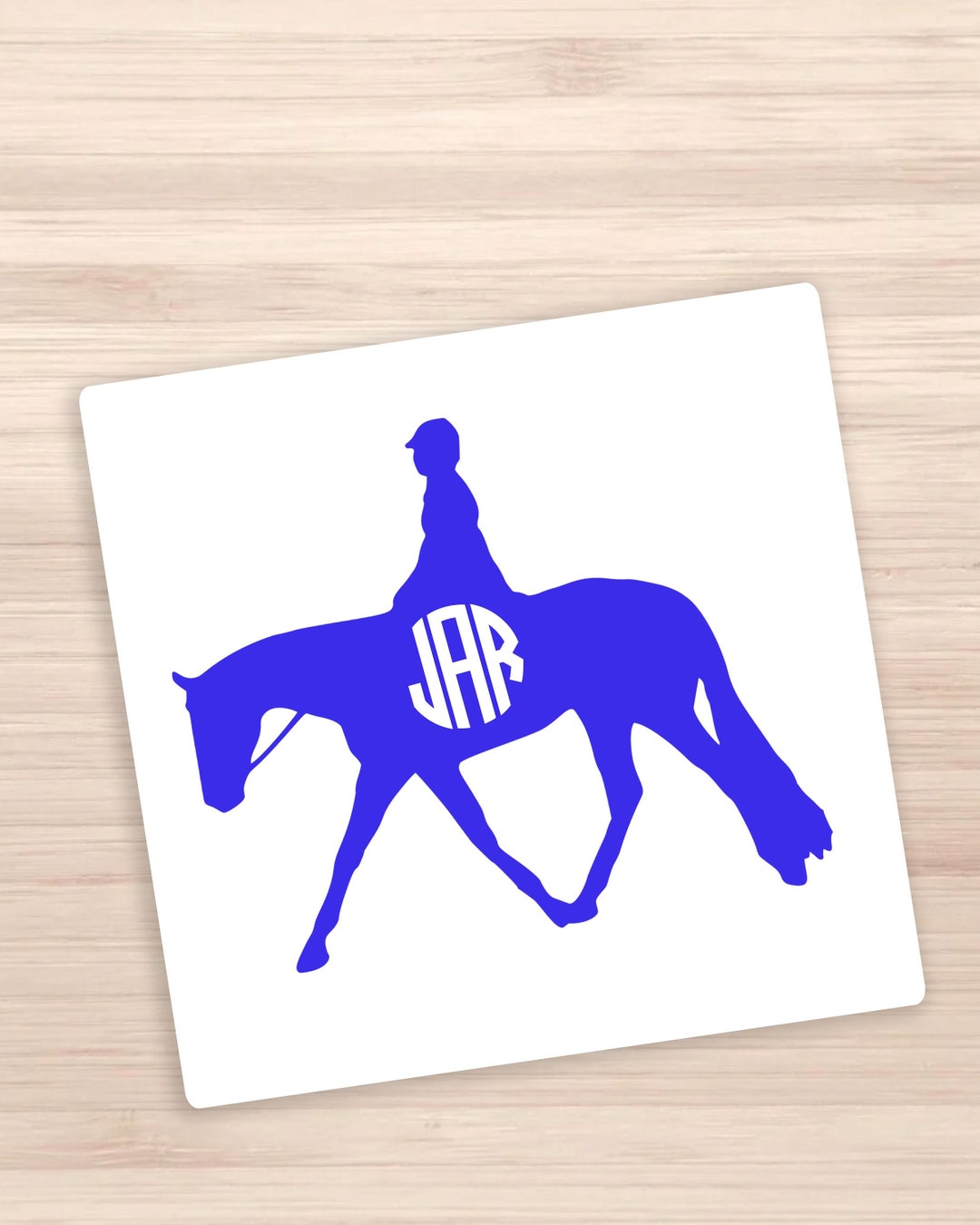 Horse Rider Monogram Vinyl Decal, Personalized Dressage Horse Riding ...