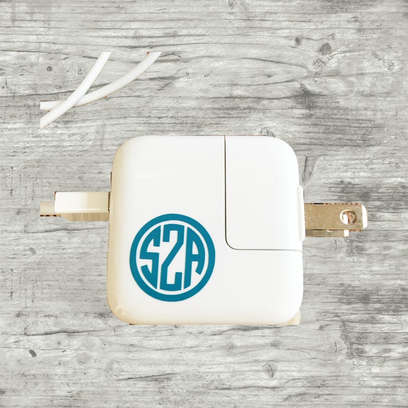 Computer Power Cord Charger Block Monogram Decal Sticker Ipad | Etsy