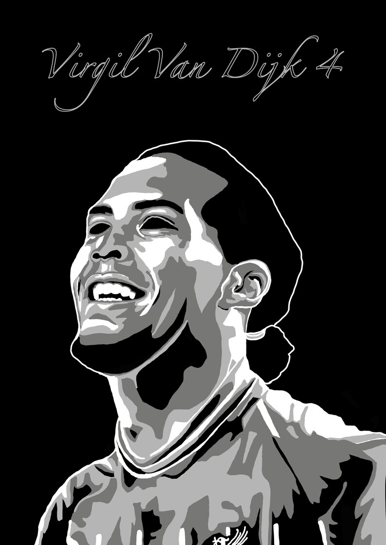 VVD Virgil Van Dijk original art portrait print van Dijk | Etsy
