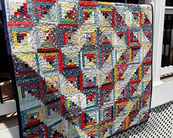 Star in the Log Cabin Amish Quilt 100x116 - Etsy