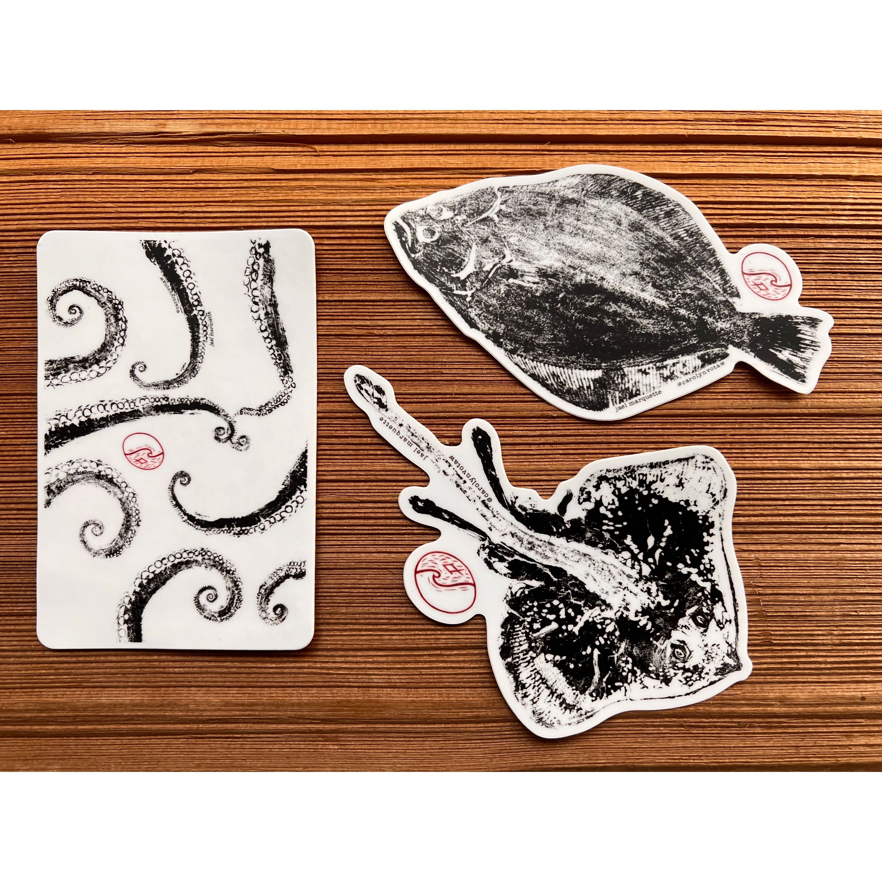 OCTOPUS Gyotaku Fish Print Sticker Giant Pacific Octo Pacific Northwest ...