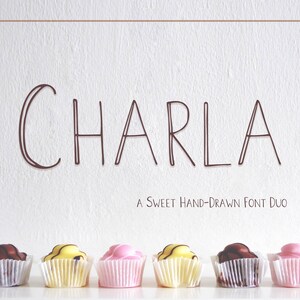 Charla All Caps Cute Handwritten Font With Lines Skinny Hand - Etsy