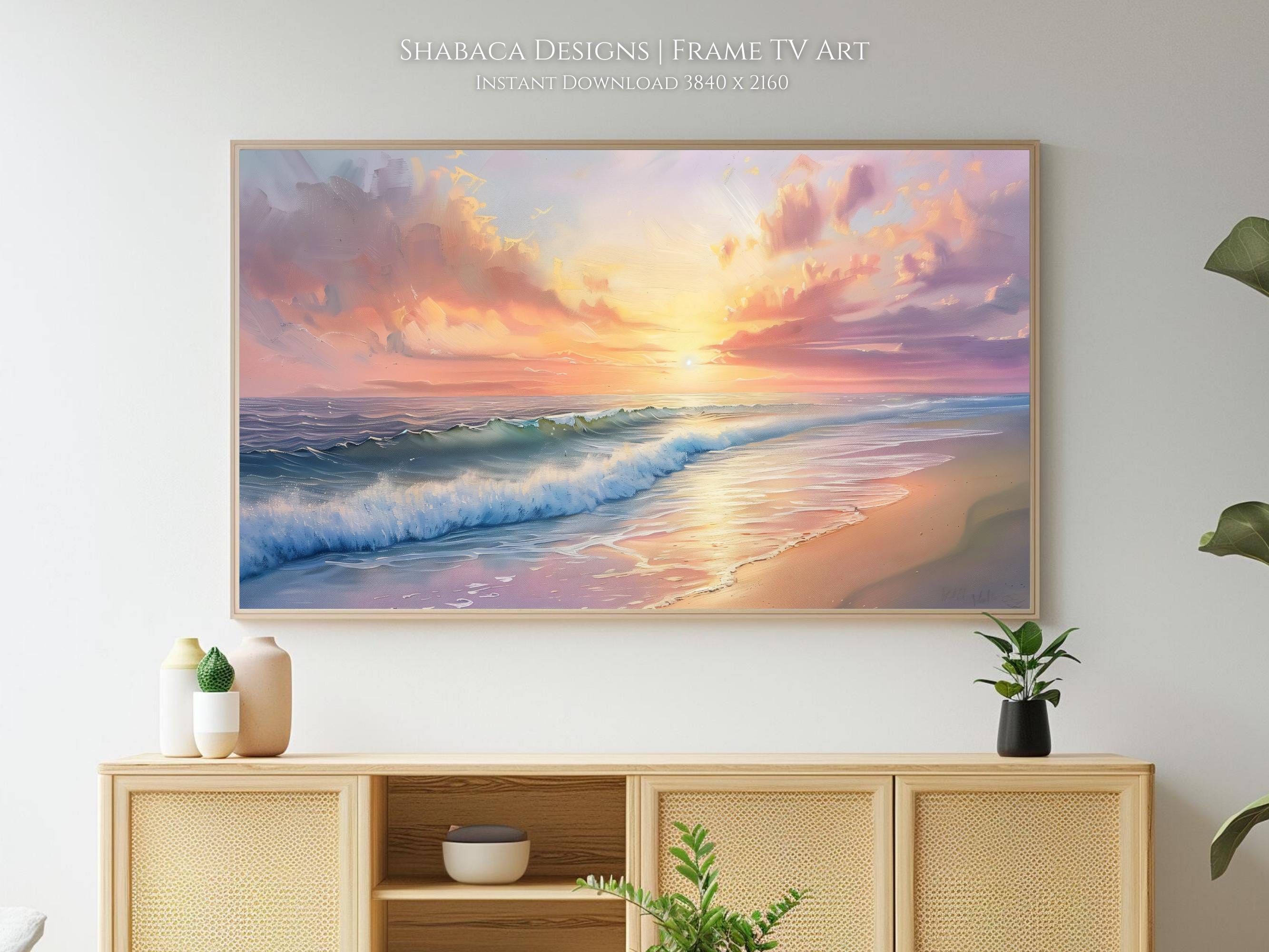 Frame TV Art Summer Ocean Sunset Tropical Beach Vacation Pretty Calm ...