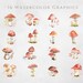 Mushroom Clipart PNG: 16 Watercolor Fantasy Toadstool Graphics (instant ...