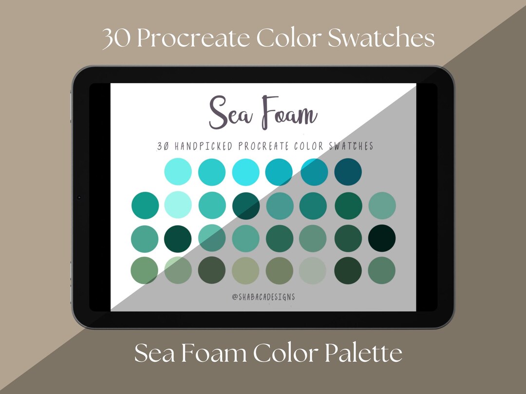 Aqua Procreate Color Palette 30 Seafoam Green Blue Ocean Swatches Sea ...