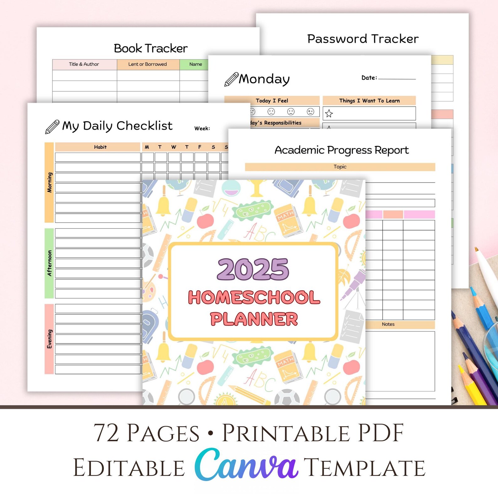 Homeschool Portfolio Planner Printable 2025 Editable Canva Template ...