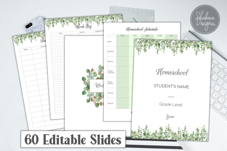 Homeschool Portfolio Template: Editable Student Binder, 60 Pages ...