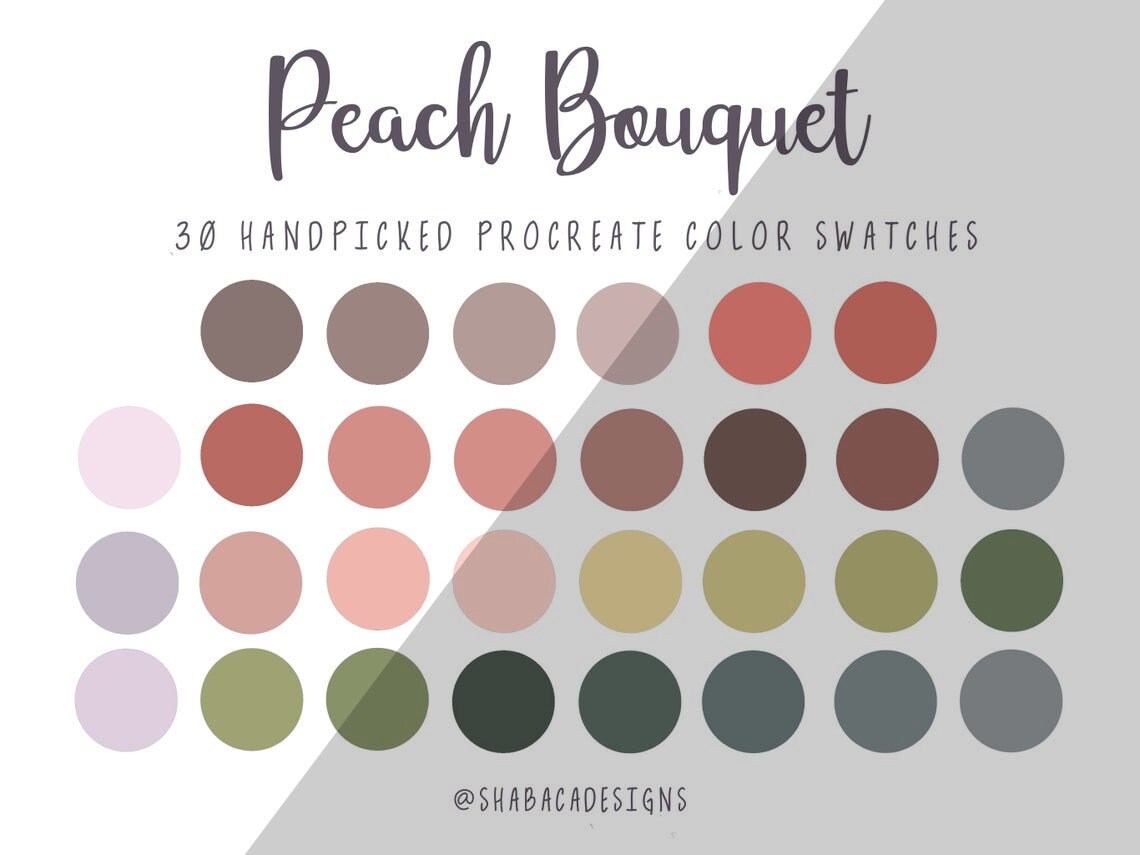 Peach Bouquet Procreate Color Palette 30 Swatches Pastel Nature Pink