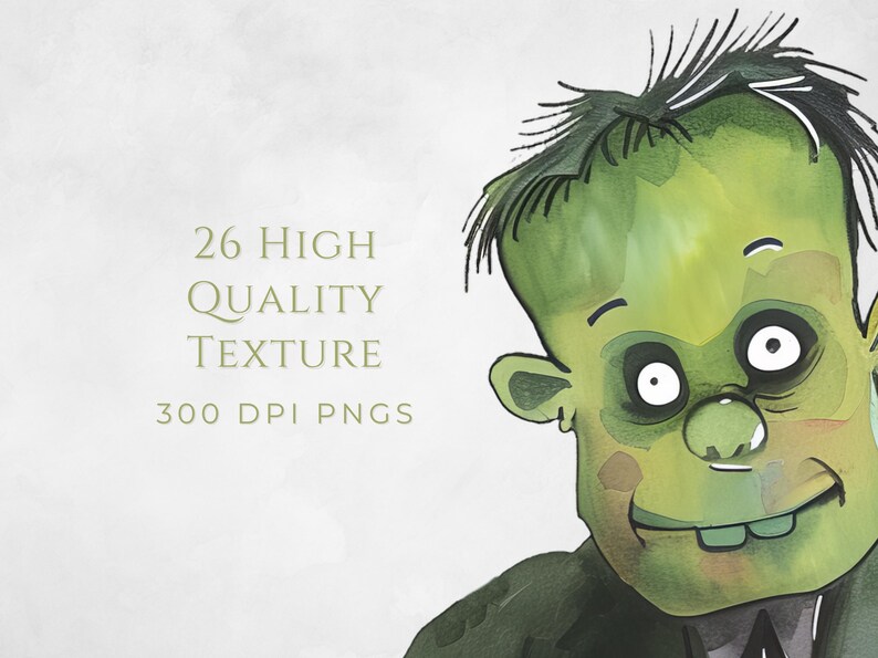 Frankenstein Clipart Watercolor 26 Spooky Halloween Cute Monster PNG ...