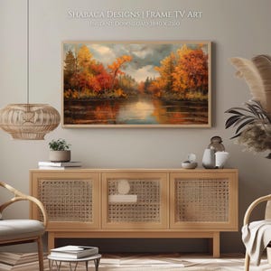 Frame TV Art Fall Foliage Peaceful Nature Oil Painting Samsung Frame TV ...