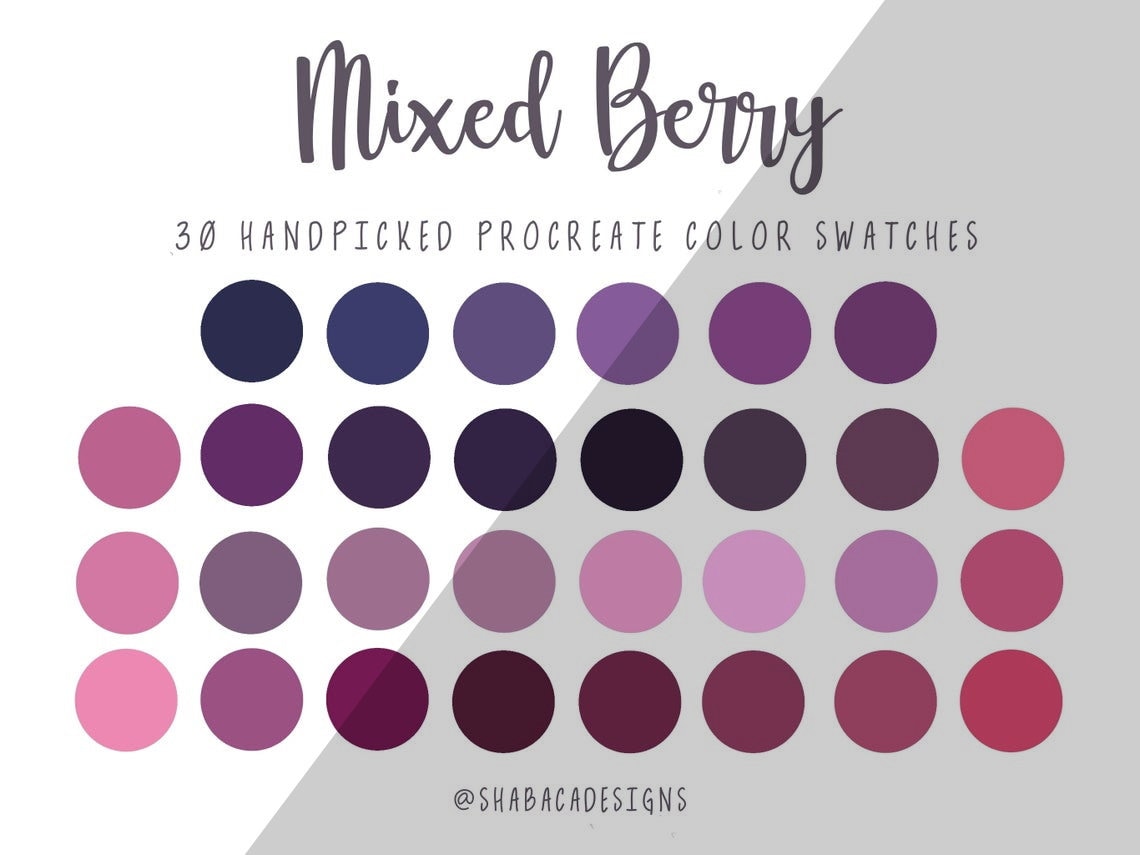 Mixed Berry Procreate Color Palette 30 Pink Purple Swatches iPad ...