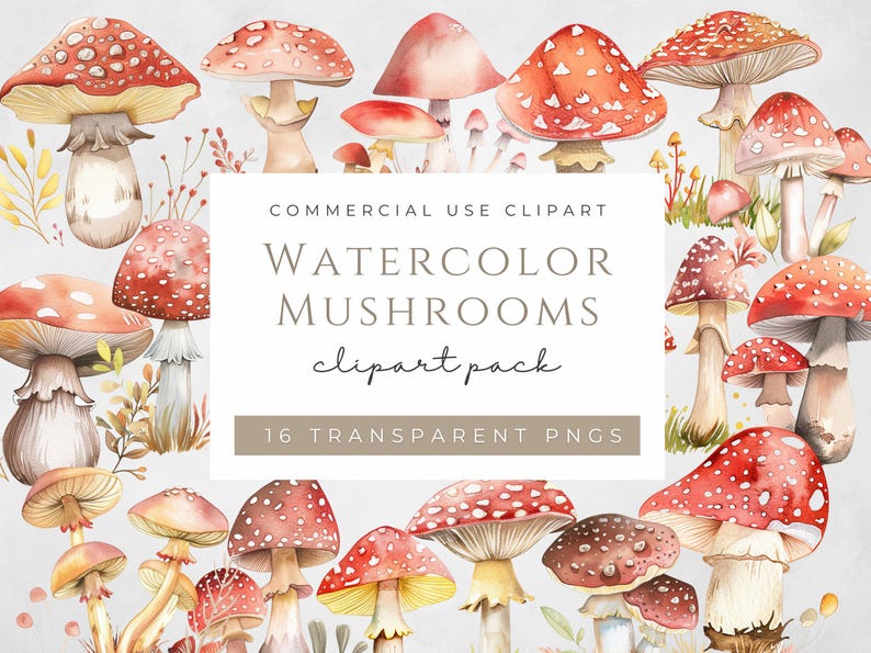 Mushroom Clipart PNG 16 Watercolor Magical Enchanted Forest Fairy House ...
