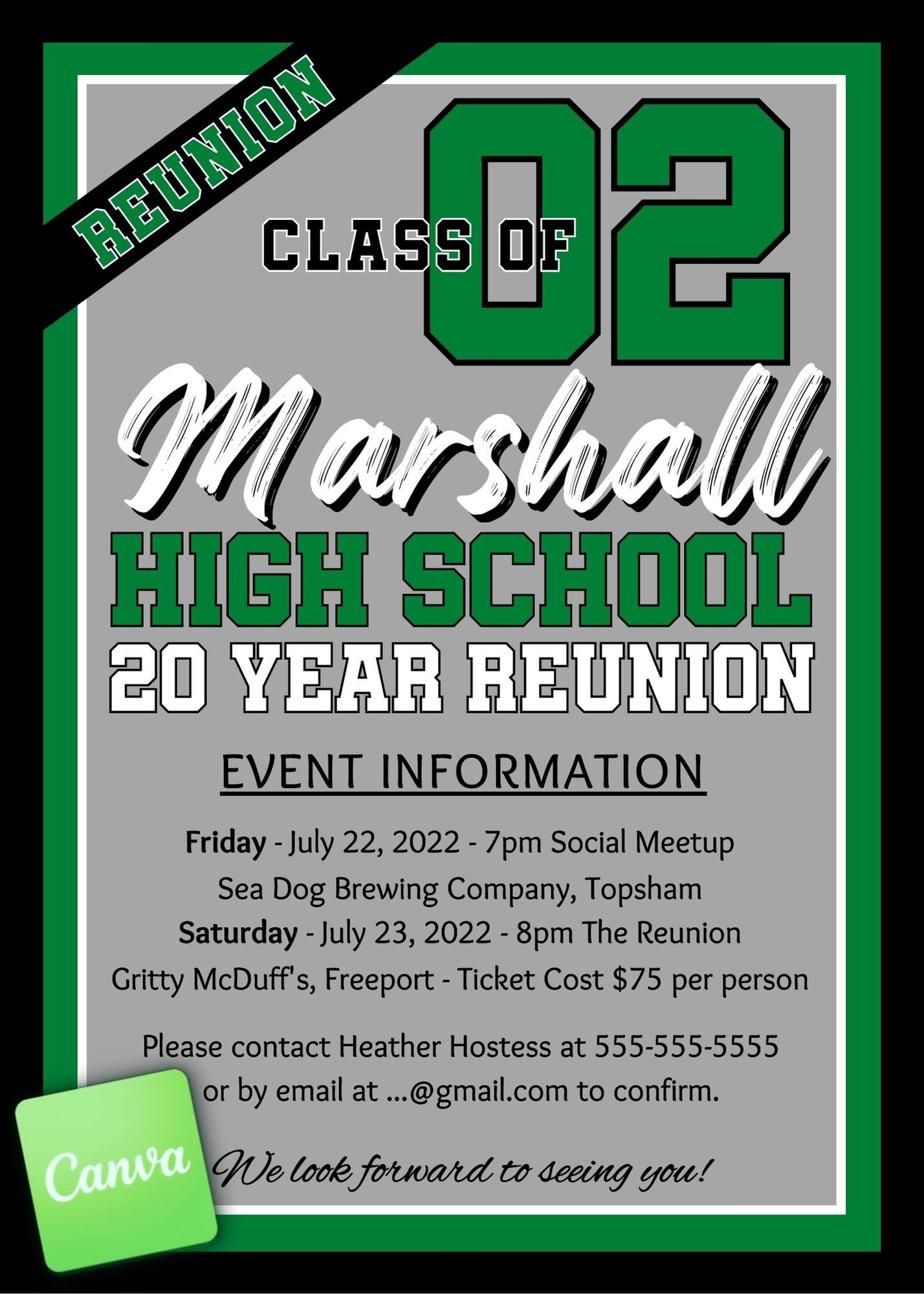 Class Reunion Canva Template 10 20 30 Any Year or Color Editable ...