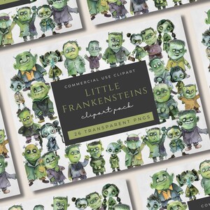 Frankenstein Clipart Watercolor 26 Spooky Halloween Cute Monster PNG ...