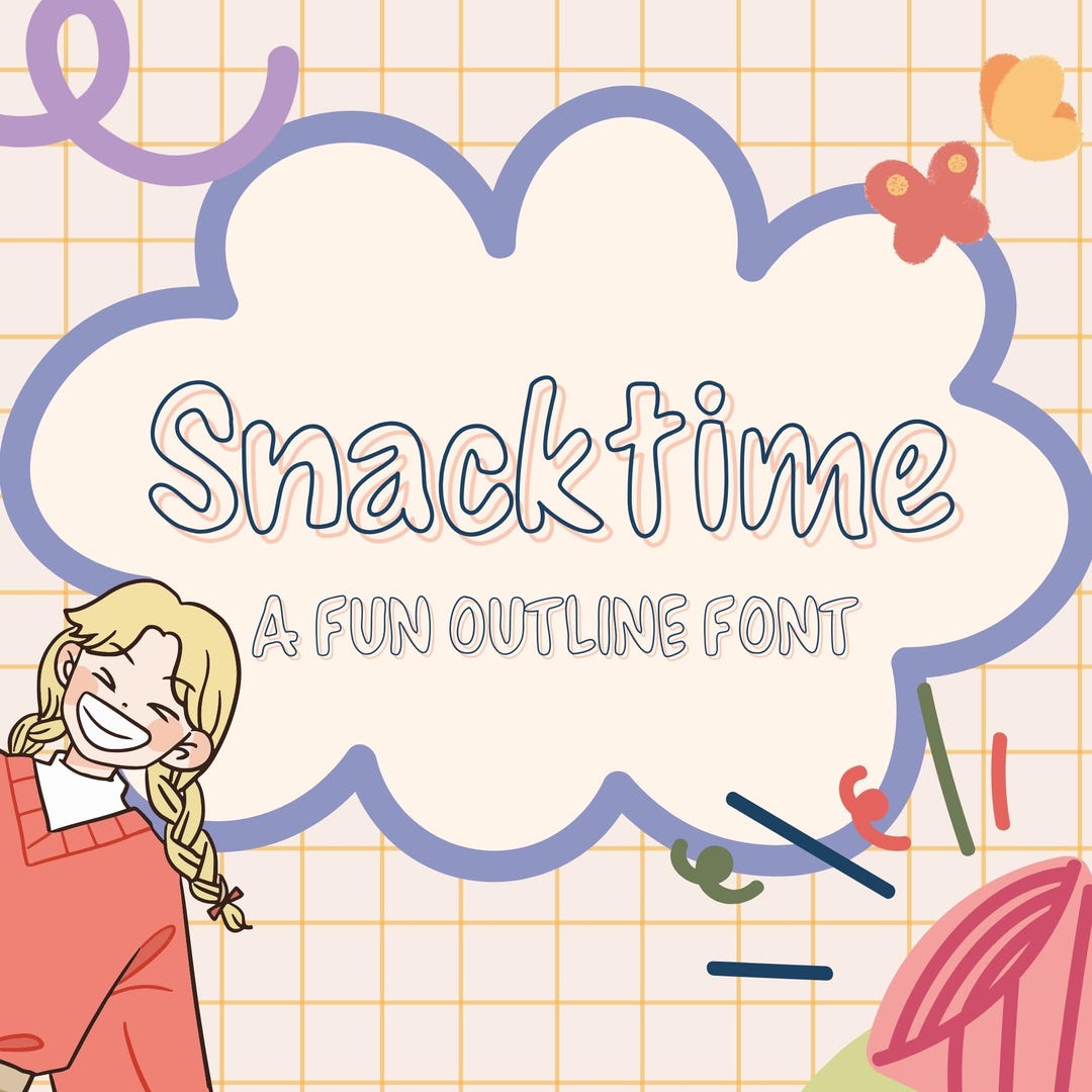 Snacktime Outline Font: Playful Handwritten Style (digital Download) - Etsy