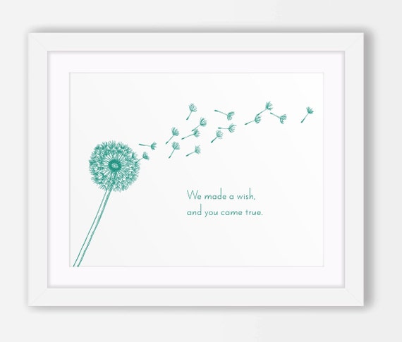 Dandelion Wish Printable Nursery Wall Art Child or Baby Print - Etsy