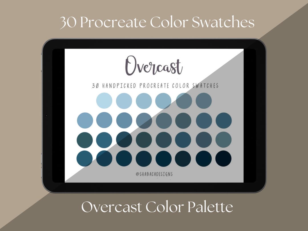 Blue Gray Procreate Color Palette 30 Swatches Greyish Blue Overcast ...